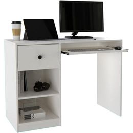 Inosign Schreibtisch PODUM, Computertisch, Tastaturauszug, große Schublade, Breite 106 cm, weiß