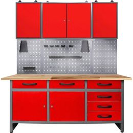 ONDIS24 Werkstatt-Set, 160 cm, mit LED, rot