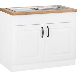 Wiho-Küchen wiho Küchen Spülenschrank Erla 100 cm breit mit Kassettenfront, weiß