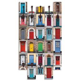 Artland Garderobenleiste Fotocollage von 32 bunten Haustüren, teilmontiert, bunt