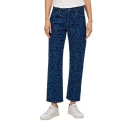 s.Oliver 5-Pocket-Jeans Karolin mit floralem Muster, blau