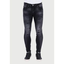 Le Temps Des Cerises Slim-fit-Jeans POWERC in trendigem Used-Look, schwarz