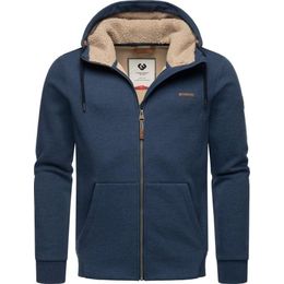 Ragwear Kapuzensweatjacke Fabbian Herren Basic Sweatjacke mit kuscheliger Kapuze, blau