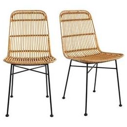 Miliboo Stühle aus Rattan naturfarben 2-er Set MALACCA