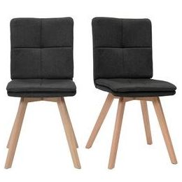 Miliboo 2er-Set Stühle skandinavisch grauer Stoff mit hellen Holzbeinen THEA