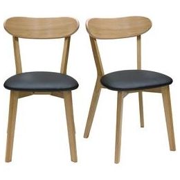 Miliboo Vintage-Stühle aus hellem Holz mit Eichenfurnier und schwarzem Stoff (2er-Set) DOVE