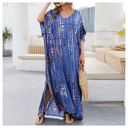 ZWY Strandkleid Sommerkleid Damen Print Strandponcho Badeanzug Leichte Nachtwäsche