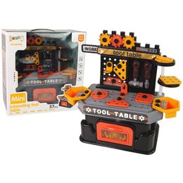 LEAN Toys Kinder-Werkzeug-Set Werkstatttisch Werkzeuge Set Bastelwerkstatt Bastelset Tisch Schrauben