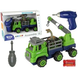 LEAN Toys Kinder-Werkzeug-Set Kran Schraubendreher Dinosaurier Lastwagen Transport Schraubenzieher