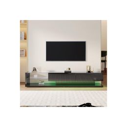 autolock TV-Schrank Lowboard Hochglanz-TV-Schranktisch TV-Tisch mit LED-Beleuchtung Glastrennwände variable Laterne natürlichen mit modernem Design