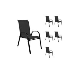Mojawo Armlehnstuhl 6 Stk. XL Stapelstuhl Metall schwarz Textilen Farbe schwarz