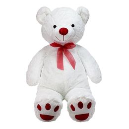 BEMIRO Tierkuscheltier Großer weißer Teddybär mit roter Schleife