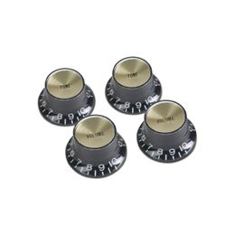 Gibson E-Gitarre, PRMK-020 Top Hat Knobs with Inserts 4 Pack Black/Gold
