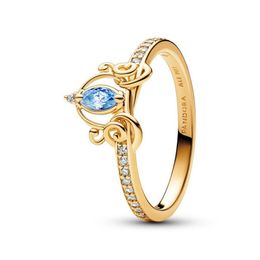 Pandora Fingerring Vergoldeter Disney Cinderella Ring mit blauem Zirkonia von Pandora