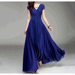 FIDDY Abendkleid Maxikleid-A-Linien-Kleid -V-Ausschnitt Abendkleid-Partykleid
