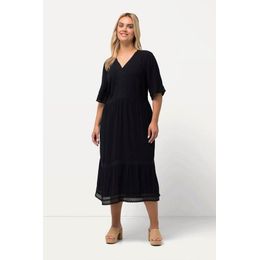 Ulla Popken Sommerkleid Tunika-Midikleid Spitze A-Linie V-Ausschnitt