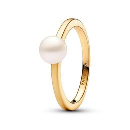 Pandora Fingerring Vergoldeter Pandora Timeless Ring für Damen mit Perle