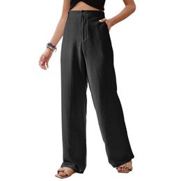 ZWY 2-in-1-Hose Damen Leinenhose Sommer Weites Bein High Waist Sommerhose Einfarbig