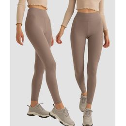 VOGSIGN Highwaist Leggings Damen Leggings mit Rippstruktur Leggins für Freizeit Yoga Sport S-5XL sehr weich und elastisch