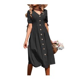 ZWY Dirndl Damen Midi-Kleid mit kurzem Ärmel