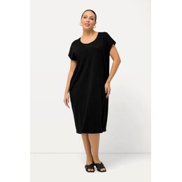 Ulla Popken Sommerkleid Jerseykleid Oversized Glitzer-Rundhals Halbarm