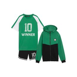 bonprix Jungen Sweatjacke, T-Shirt und kurze Hose (3-tlg.Set)