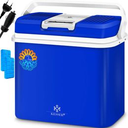 Kesser - 24 Liter Kühlbox kühlt und wärmt Thermo-Elektrische Kühlbox 12 Volt und 230 Volt Mini-Kühlschrank für Auto und Camping Blau - Blau