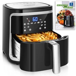 Aigostar - Heißluftfritteuse 7L xxl Friteuse Heissluft 1900 w Heissluftfriteuse, 7 Programmen, Warmhalten, 20 Rezepte, ohne Öl, für 6-10 Personen,