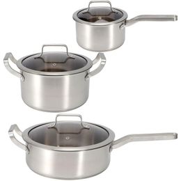 Eosnow - 3 Teile/satz Edelstahl Kochgeschirr Set Suppe Topf Braten Milch Pfanne mit Verbundboden für Küche