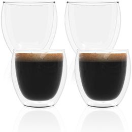 Intirilife 4x doppelwandiges transparentes Espressoglas - Kaffeeglas Teeglas Thermoglas Dekoglas - transparent