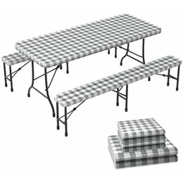 VOUNOT - Tischdecke Tischtuch 3er Set, Elastisch Rechteckig Gartentischdecke Outdoor, Abwaschbar abwischbar Wetterfest