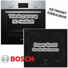 Herdset Bosch Einbau-Backofen HBF134YS1 mit Induktionskochfeld PUG611AA5E schwarz - autark, 60 cm