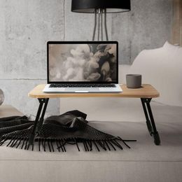 ML-Design Laptoptisch fürs Bett/Sofa, 60x40 cm, Holzoptik, aus mdf, klappbar, Betttisch mit 4 usb Ladeanschluss & Lampe, Schublade, Lüfter, Tablet Ständer,