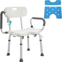 Duschhocker Duschstuhl Anti-Rutsch Badhocker Höhenverstellbar Badestuhl mit Abnehmbaren Armlehnen für Senioren Behinderte und Schwangere