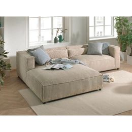 Ela – 4-sitzer ecksofa links – aus cordsamt – zeitgenössischer stil - beige