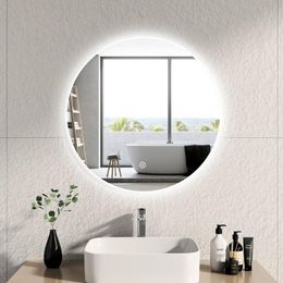 Emke - Badspiegel mit Beleuchtung Badezimmerspiegel Wandspiegel, Stil 3, ф70cm, Runder Spiegel mit Touch