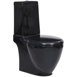 MAISONCHIC - Stand-WC,WC-Toilette Keramik-Toilette Badezimmer Rund Senkrechter Abgang Schwarz FSW28070