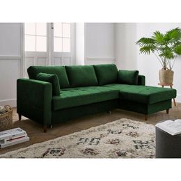 Anna – ecksofa mit schlaffunktion – mit bettkasten – 4-sitzer – moderner stil – rechts - grün