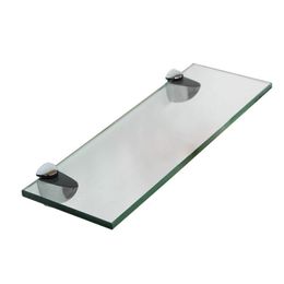 Melko Glasablage, Glasregal ideal für Bad, Dusche und zur modernen Dekoration mit Halterung aus Edelstahl 40 x 10 x 0,8 cm, Klarglas