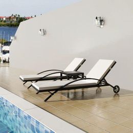 Sweiko - Sonnenliegen mit Tisch Poly Rattan Schwarz 27038