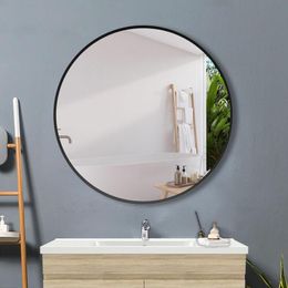 Badspiegel Rund Spiegel Schwarzer Rand Badezimmerspiegel Wandspiegel 80 cm