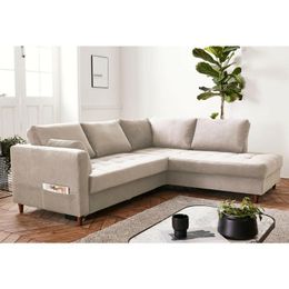 Anna – ecksofa mit schlaffunktion – 5-sitzer – zeitgenössischer stil – rechts - beige