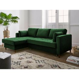 Anna – ecksofa mit schlaffunktion– mit bettkasten – 4-sitzer – zeitgenössischer stil – links - grün