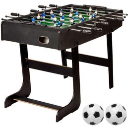 GAMES PLANET® Tischkicker - Klappbar, 121x101x79cm, Rutschfeste Griffe, mit Bällen und Figuren, Schwarz - Tischfußballtisch, Kickertisch,