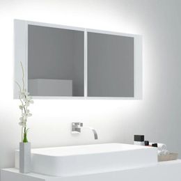 LED-Bad-Hängeschränke - Badezimmer Spiegelschrank Weiß 100x12x45 cm Acryl -BNC67491 - Weiß