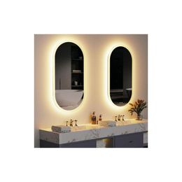 Luvodi - Badspiegel 50x80 cm Oval led Badezimmerspiegel mit Beleuchtung Touch-Schalter, Beschlagfrei, 3 Lichtfarben Dimmbar, Memory-Funktion