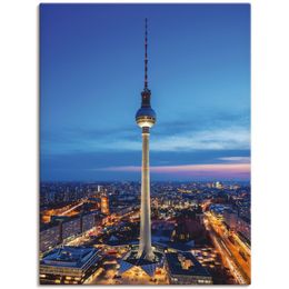 Wandbild Artland "Berlin Fernsehturm" Bilder Gr. B/H: 90 cm x 120 cm, Leinwandbild Deutschland Hochformat, 1 St., blau Kunstdrucke