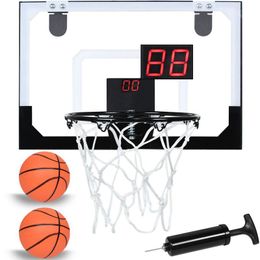 Aufun - Mini Basketballkorb Indoor Kinder mit elektronischer Anzeigetafel und Sound, hängendes Basketballbrett mit Bällen und Pumpe Wurfspiele für