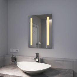 Emke - led Badspiegel 45x60cm Badezimmerspiegel mit Warmweißer Beleuchtung Touch-schalter und Beschlagfrei
