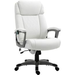 Vinsetto - Massage-Bürostuhl 6-Punkt-Massage-Drehstuhl ergonomischer Stuhl Einstellbare aus Kunstleder mit gewölbter Kopfstütze und Armlehne Weiß 70